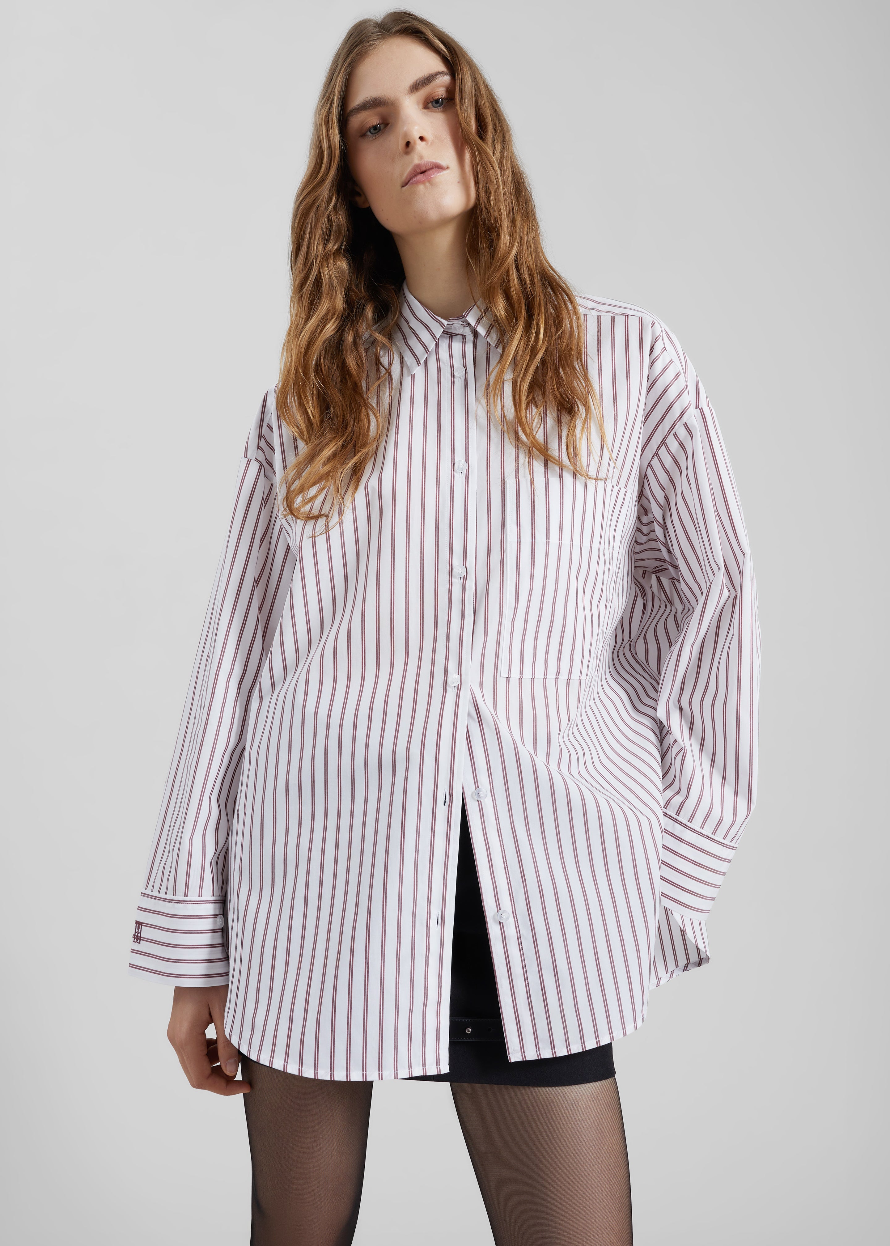 By Malene Birger Derris Cotton Shirt - Cabernet Stripe – The Frankie ...